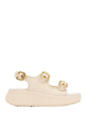 Chloé Nama Wedge Sandal - Eggshell