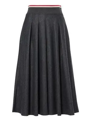 Brunello Cucinelli Virgin Wool Midi Skirt - Grey