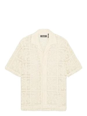 WAO Floral Crochet Camp Shirt In . Also - Cream