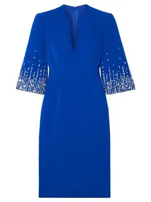 Jenny Packham Embellished Cady Midi Dress - Blue