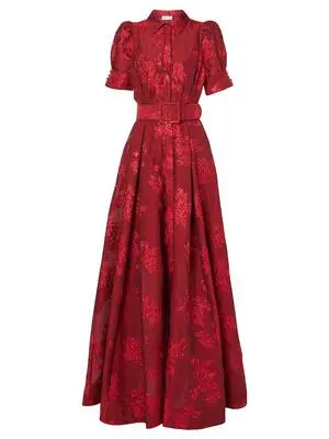 Rebecca Vallance Rebecca Vallance Henrietta Belted Brocade Gown Red
