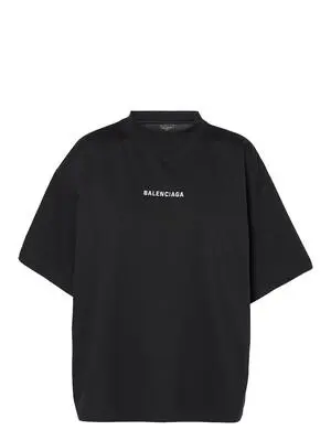 Balenciaga Printed Cotton Jersey T-shirt - Black