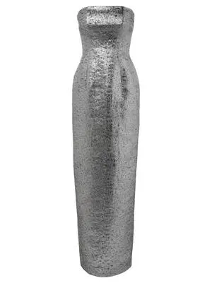 EMILIA WICKSTEAD Laelia Jacquard Bustier Gown - Silver