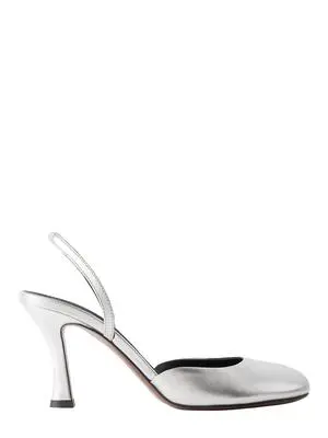 NEOUS NEOUS Baten Metallic Leather Slingback Pumps Silver