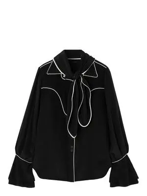 Johanna Ortiz High Tides Silk Shirt With Detachable Scarf - Black