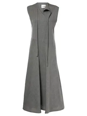 JIL SANDER Virgin Wool Midi Dress - Grey