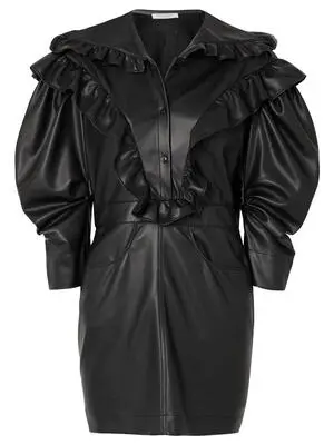 Philosophy Di Lorenzo Serafini Faux Leather Ruffled Mini Dress - Black