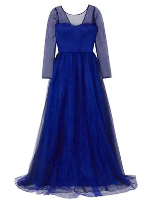 RASARIO Glittered Tulle Gown - Blue