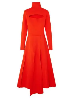 A.W.A.K.E. Mode Asymmetric Cutout Stretch-knit Midi Dress - Red