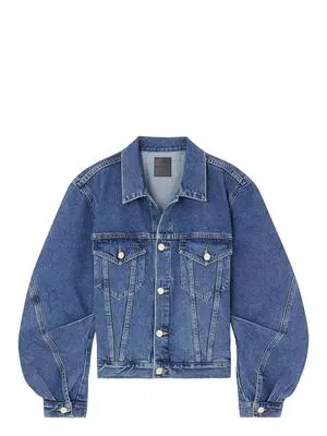 GOLDSIGN Paneled Denim Jacket With Twisted Sleeves - Blue