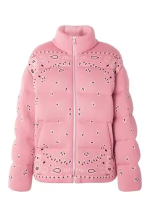 Alanui Bandana Jacquard Quilted Wool Down Jacket - Pink