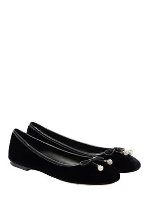 JIMMY CHOO Elme Velvet Ballet Flats Black