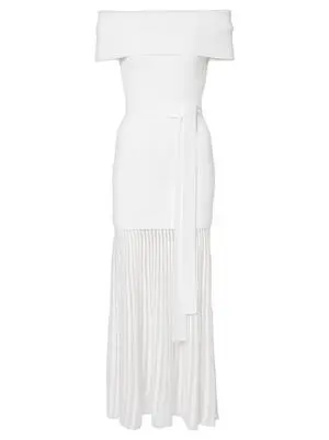 REBECCA VALLANCE Mariana Knitted Off-shoulder Midi Dress