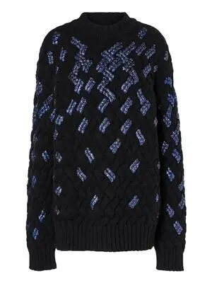 Dries Van Noten Sequined Virgin Wool Sweater - Black