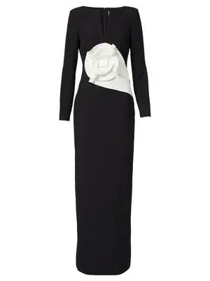 Roland Mouret Floral Applique Crepe Gown - Black