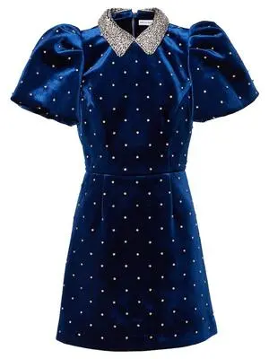 Rebecca Vallance Embellished Velvet Mini Dress - Blue