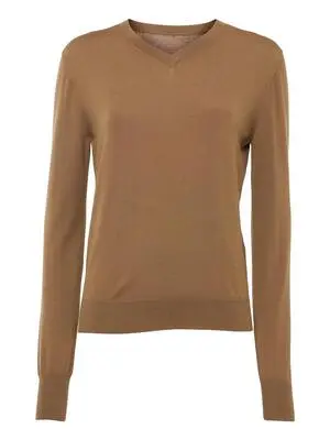Khaite Senta V-neck Wool Sweater - Brown