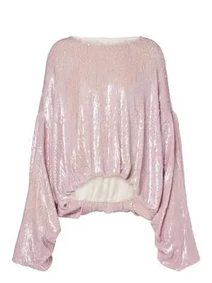 Dries Van Noten Sequined Gathered Blouse - Pink
