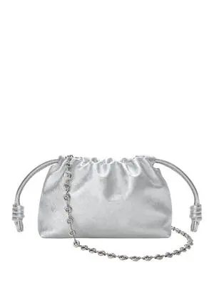 Loewe Loewe Mini Leather Flamenco Clutch Bag Silver