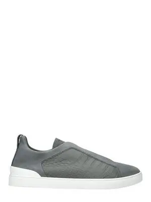 Zegna Zegna Crocodile Leather Triple Stitch Low Top Sneakers Grey