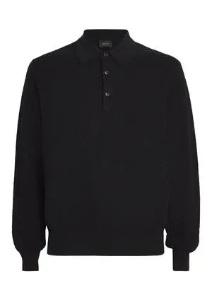Brioni Cotton-cashmere-silk Collared Sweater - Black