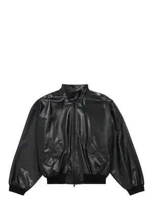 Balenciaga Leather Harrington Bomber Jacket - Black