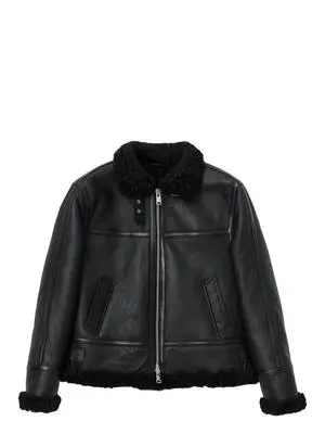ALLSAINTS Shearling Lorel Flying Jacket - Black