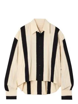 DIOTIMA Mossman Striped Cotton-poplin Shirt With Crochet Trim - Ecru