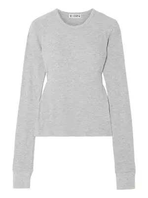 Eterne Éterne Waffle-Knit Stretch Cotton And Modal-Blend T-Shirt Gray
