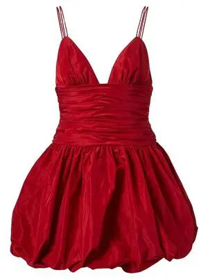 Staud Staud Loren Ruched Mini Dress Red