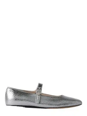 Le Monde Beryl Le Monde Béryl Metallic Cracked-Leather Mary Jane Flats Silver