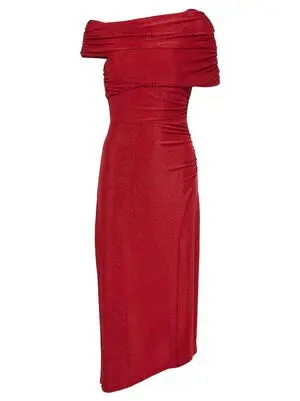 Diane Von Furstenberg Agustin Lame Midi Dress - Red