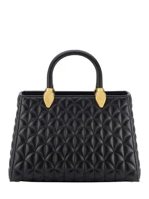 BVLGARI Leather Serpentine Duo Top-handle Bag - Black