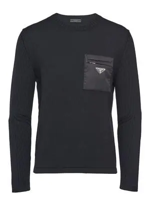 Prada Wool And Nylon Trimmed Sweater - Black
