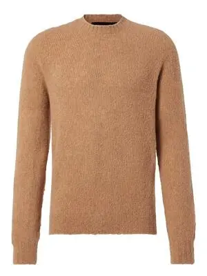 Thom Sweeney Wool Blend Crew Neck Sweater - Brown