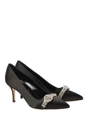 Manolo Blahnik Asa 70 Satin Pumps - Black