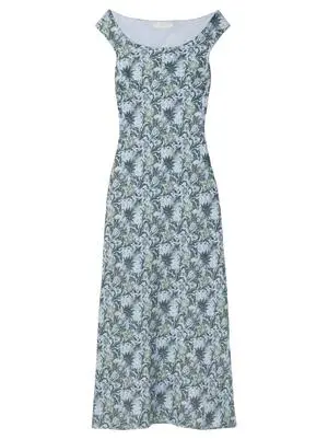 Faithfull The Brand Bessin Floral-print Linen Midi Dress - Blue