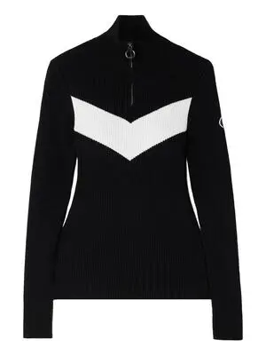 Fusalp Fusalp Andromede Striped Ribbed-Knit Quarter-Zip Sweater Black