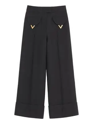 Valentino Garavani Silk Wide-leg Trousers - Black