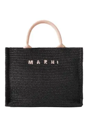 Marni Embroidered Raffia Tote - Black