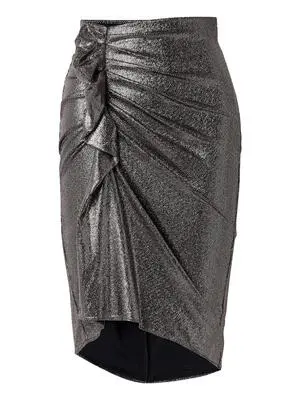 MARANT ETOILE Dolene Ruched Stretch-jersey Midi Skirt - Metallic