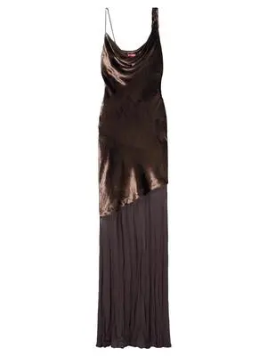 Staud Beaton Draped Velvet And Chiffon Gown - Brown