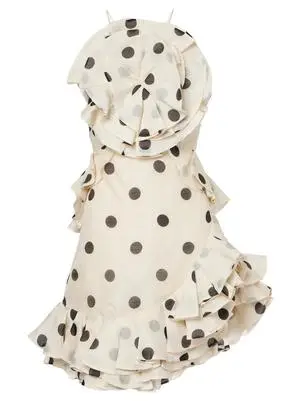 Zimmermann Crush Polka-dot Ruffle Minidress - Multicoloured