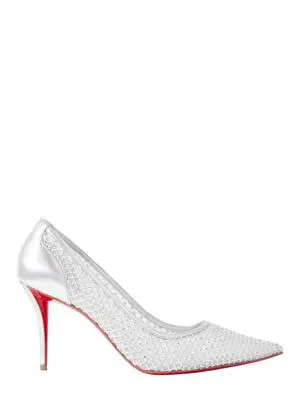 CHRISTIAN LOUBOUTIN Christian Louboutin Apostropha 80 Embellished Mesh Pumps Silver