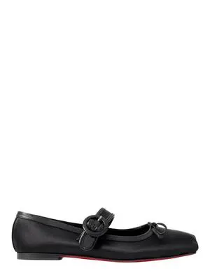 CHRISTIAN LOUBOUTIN Mamastrapitina Leather-trimmed Satin Ballet Flats - Black