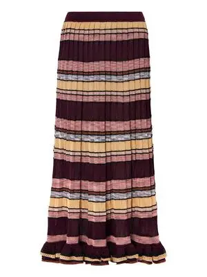 Ulla Johnson Seraphine Striped Pleated Midi Skirt - Multicoloured