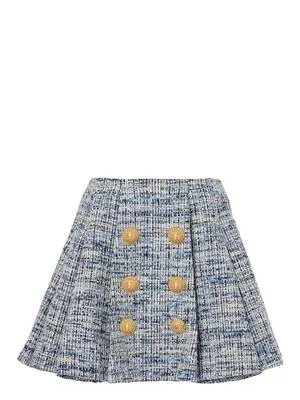 Balmain Balmain Space-Dyed Cotton-Blend Mini Skirt Blue