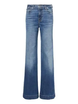 7 For All Mankind High-rise Flared Jeans In Groovy Wash - Blue