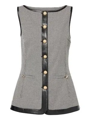Simkhai Cressida Checked Faux Leather-trimmed Vest - Multicoloured