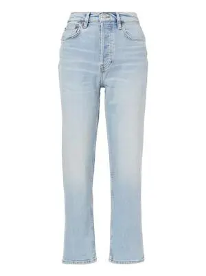 RE/DONE 70s Stove Pipe High-rise Straight Jeans In Undertow - Blue